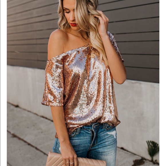 S. the Widow | Tops | Primrose Rose Gold Sequin Top | Poshmark